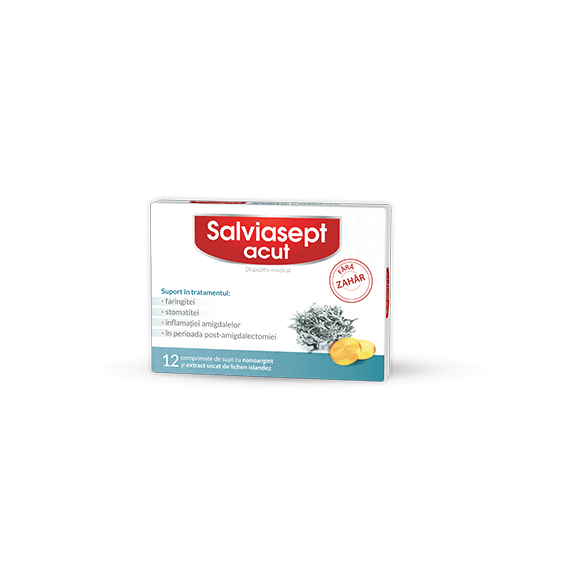 Salviasept Acut fara zahar x 12 comprimate de supt adulti Zdrovit