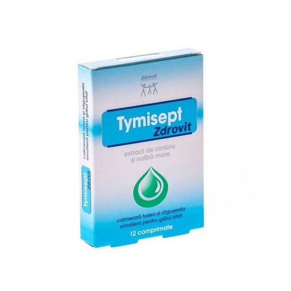 Tymisept x 12 comprimate de supt pentru gatul iritat Zdrovit