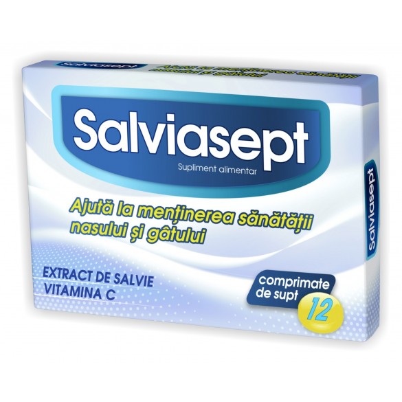 Salviasept x 12 comprimate de supt pentru sanatatea nasului si gatului ...